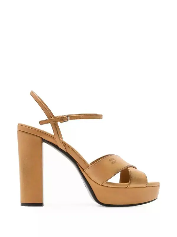 Miu Miu Cross-strap Platform High Block Heel Sandals