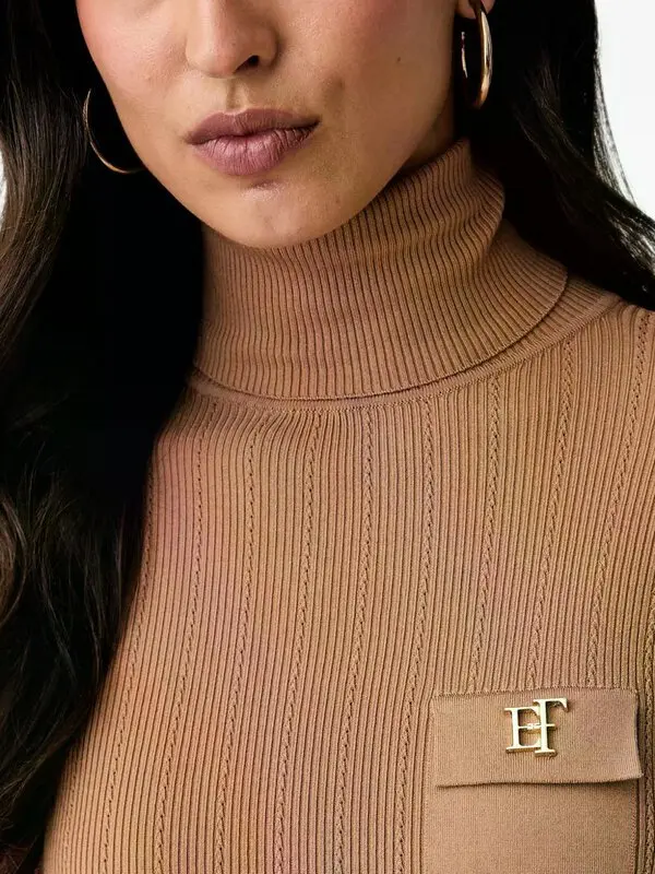 Elisabetta Franchi Ribbed Knit Logo Plaque Sweater