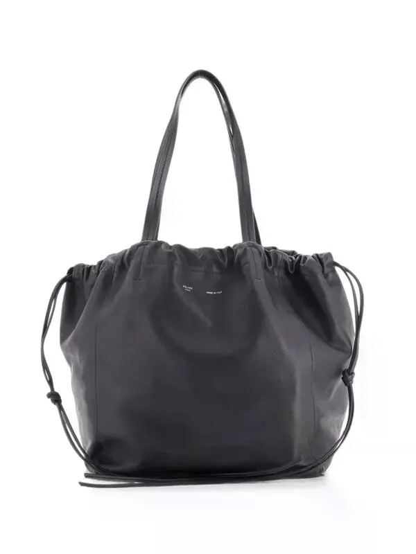 Celine Coulisse Leather Large Shoulder Bag - Black