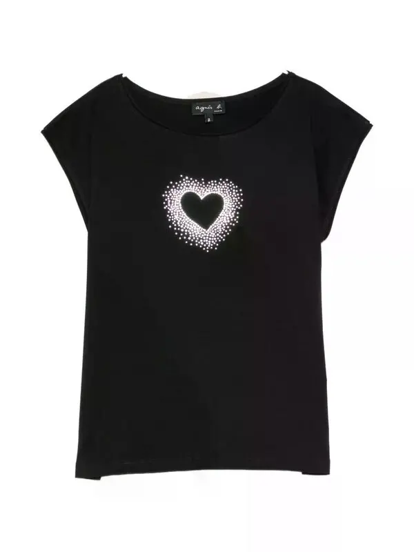 AGNES B. Heart-print Cap-sleeve T-shirt