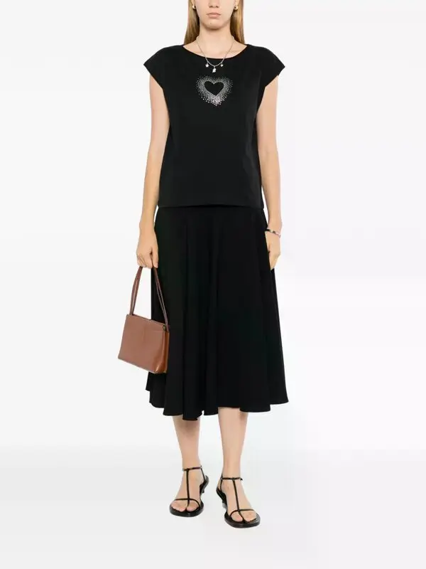 AGNES B. Heart-print Cap-sleeve T-shirt