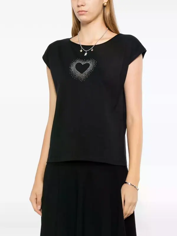 AGNES B. Heart-print Cap-sleeve T-shirt