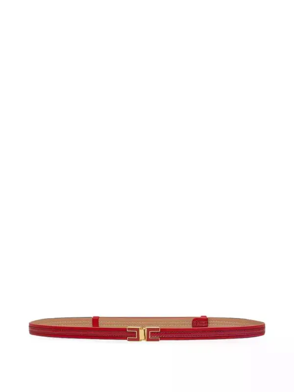 Elisabetta Franchi Logo Plaque Leather Belt - Red