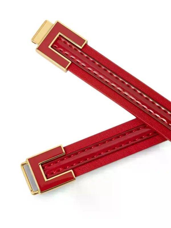 Elisabetta Franchi Logo Plaque Leather Belt - Red