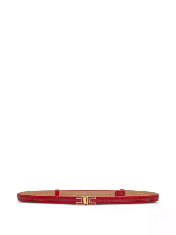Elisabetta Franchi Logo Plaque Leather Belt - Red