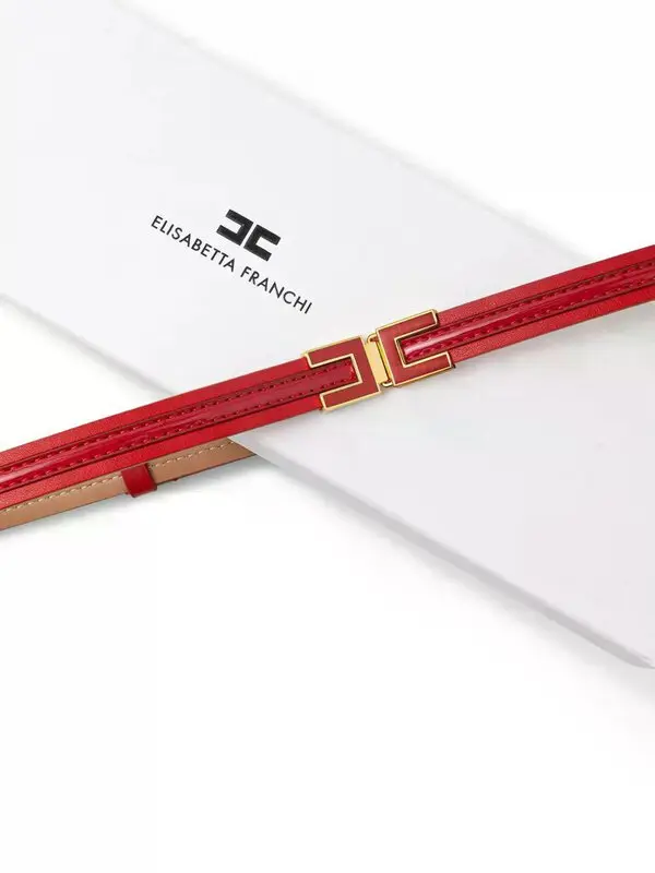 Elisabetta Franchi Logo Plaque Leather Belt