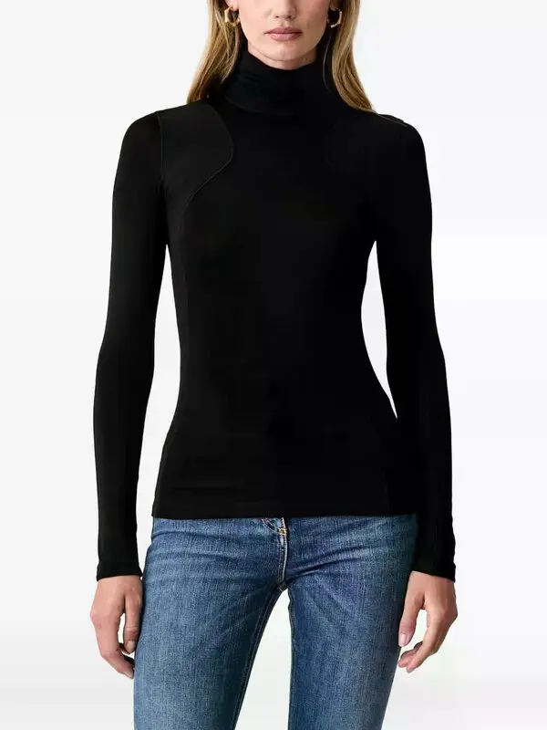 Elisabetta Franchi Turtleneck Top In Lightweight Jersey Fabric - Black