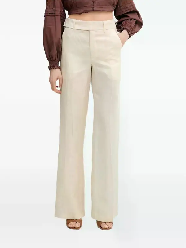 SILVIAN HEACH Pressed-crease Wide-leg Trousers - Neutrals