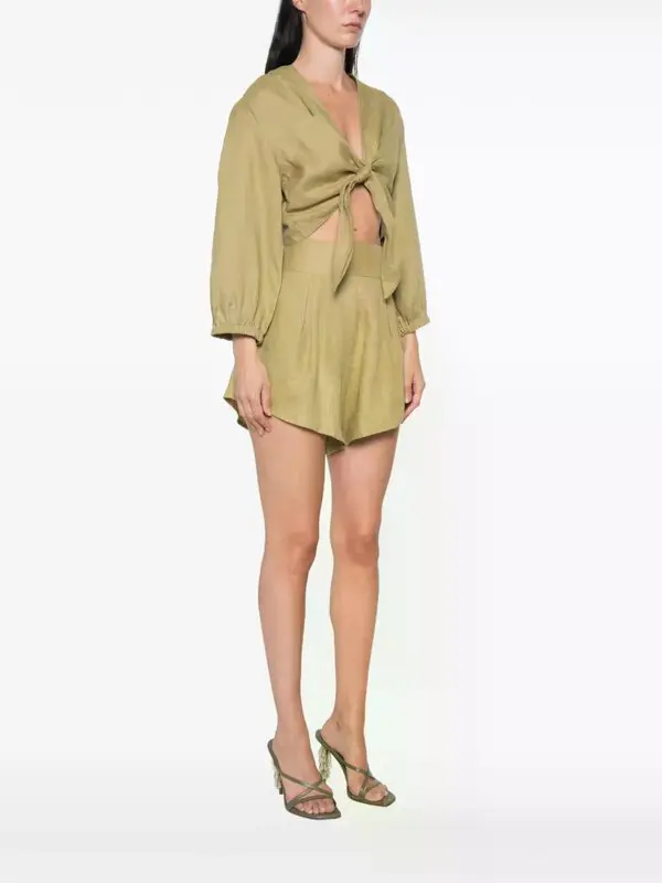 ADRIANA DEGREAS Front-tie Balloon-sleeve Top