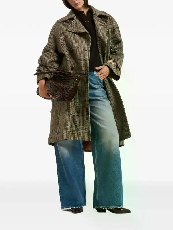 GOLDEN GOOSE Check-pattern Double-breasted Coat - Brown