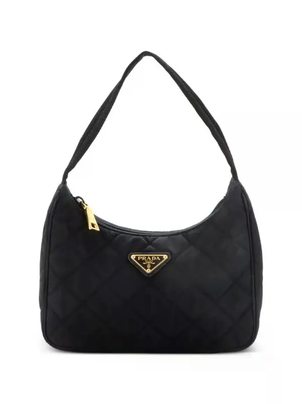 Prada Quilted Tessuto Mini Hobo Bag - Black