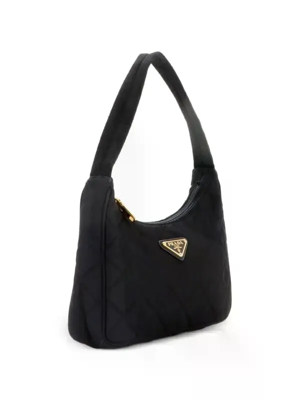 Prada Quilted Tessuto Mini Hobo Bag - Black