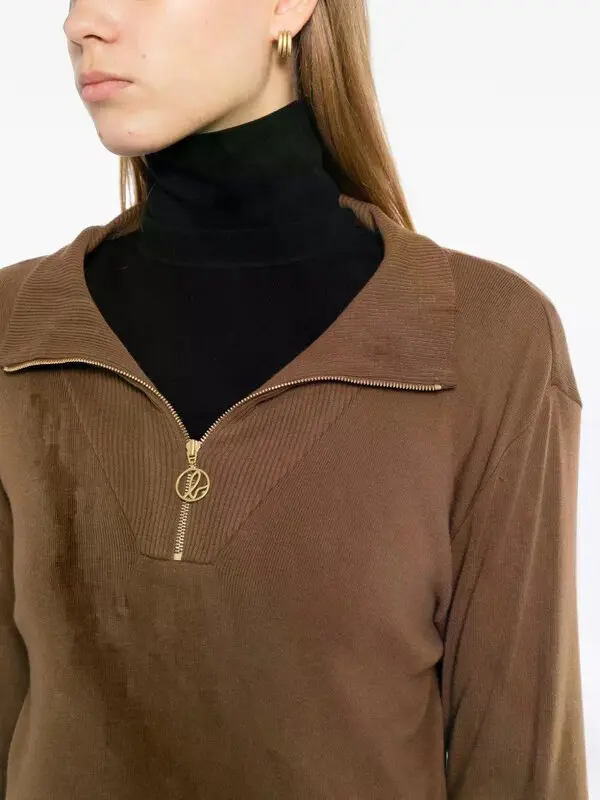 AGNES B. Quarter-zip Knitted Top