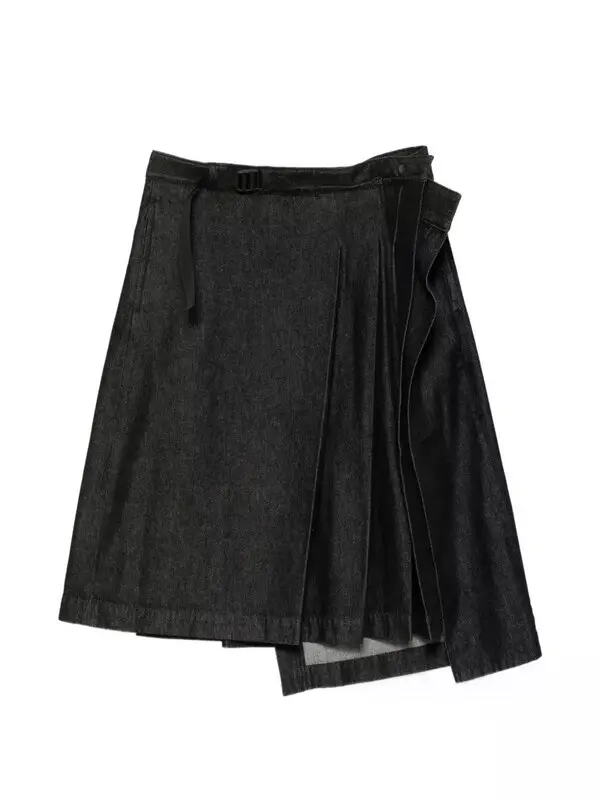 Y3 Asymmetric Pleated Midi Skirt - Black