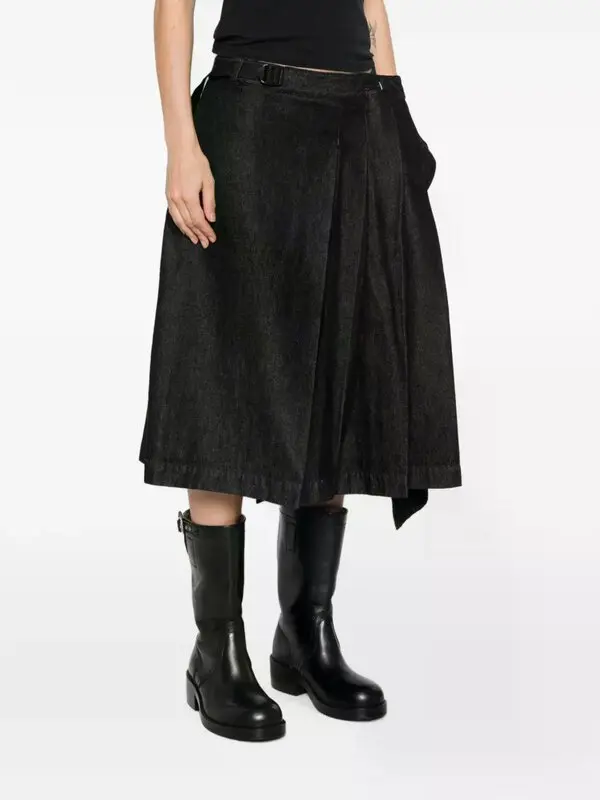 Y3 Asymmetric Pleated Midi Skirt
