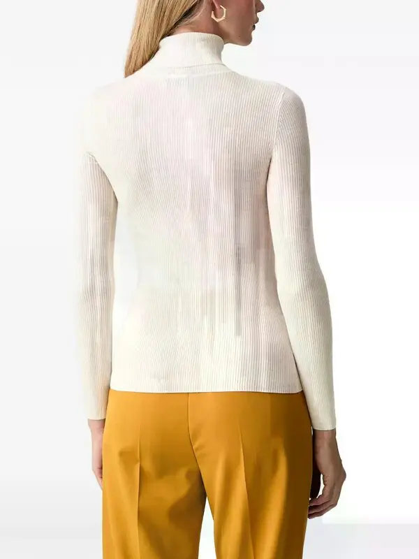 Elisabetta Franchi Logo-embroidered Ribbed-knit Sweater - Neutrals