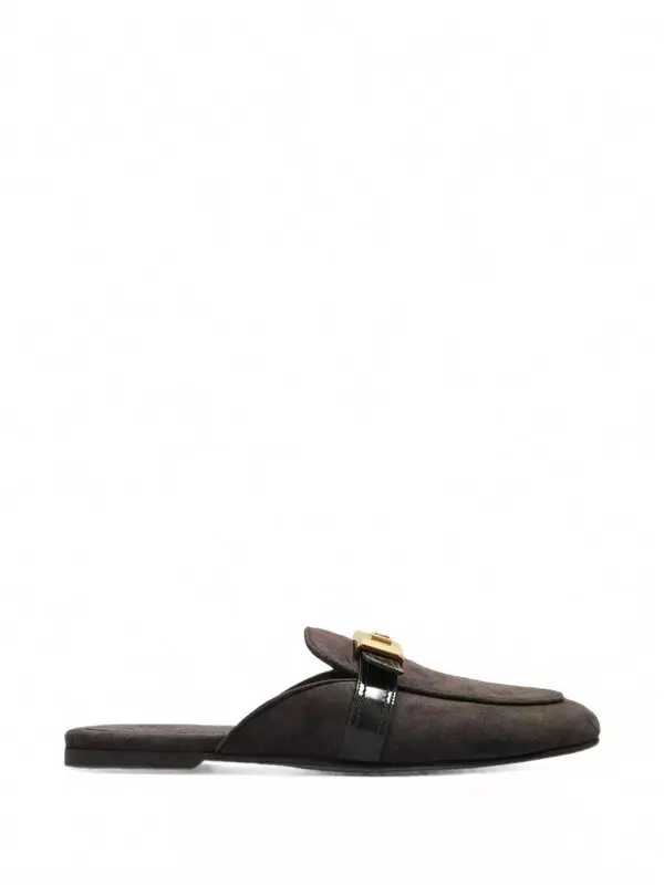 Dolce & Gabbana Logo-plaque Suede Mules - Brown