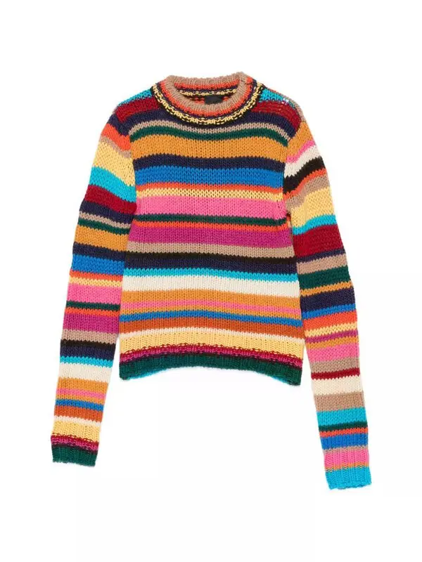 Dolce & Gabbana 2000s Striped Chunky-knit Sweater - Neutrals