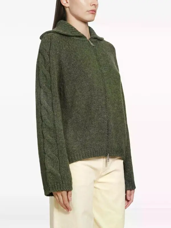 Moncler Cable-knit Zip-up Cardigan - Green