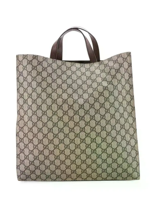 Gucci Courrier Convertible Soft Open Gg Coated Canvas With Applique North South Tote Bag - Brown
