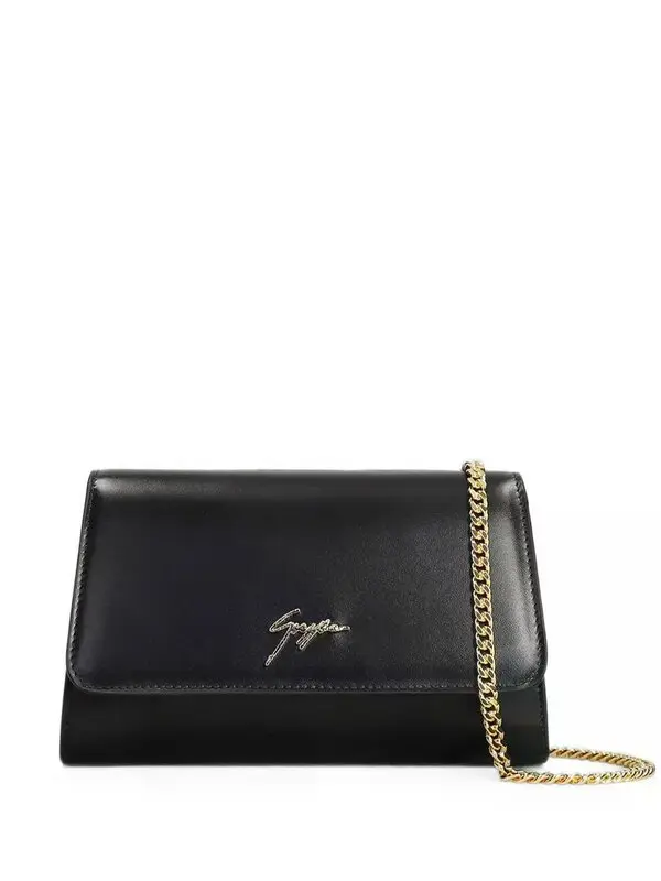 GIUSEPPE ZANOTTI Logo-plaque Chain-strap Leather Clutch Bag - Black