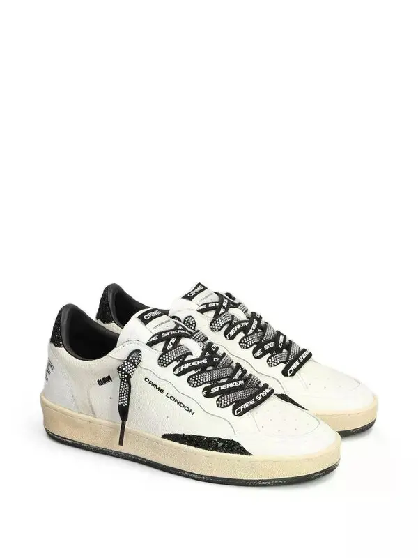CRIME LONDON Chelsea Glitter Embellished Logo Print Sneakers - White