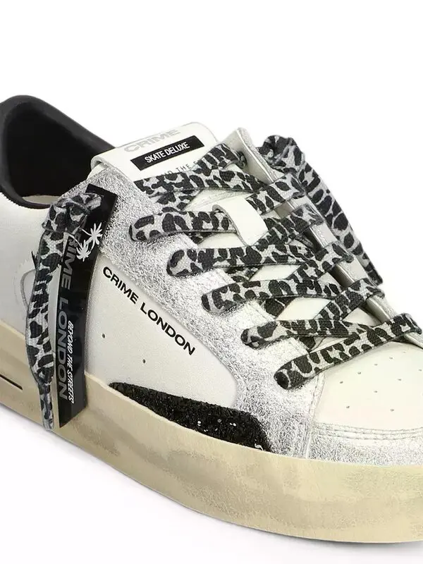 CRIME LONDON Glitter Effect Animal Print Lace Up Sneakers