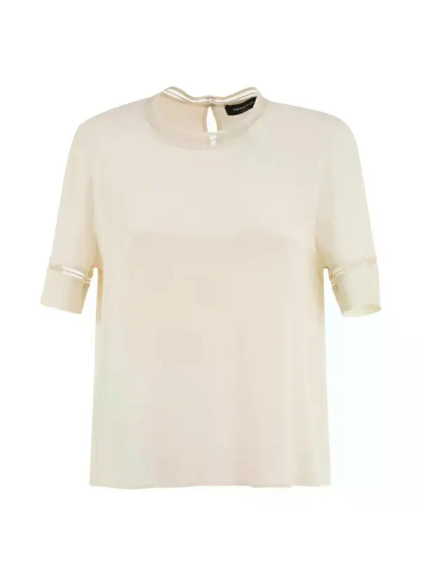 Fabiana Filippi Embroidered-trim Short-sleeve Blouse - Neutrals