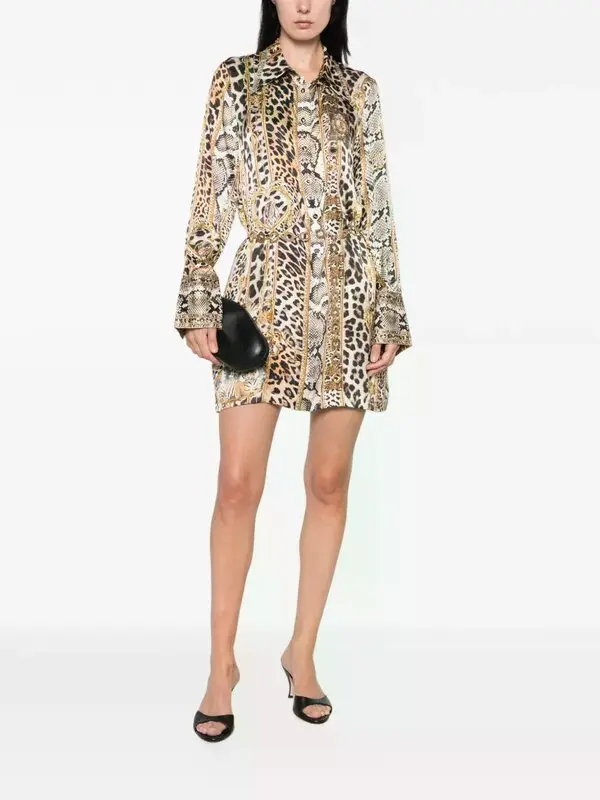 Camilla Animal-print Silk Mini Shirt Dress