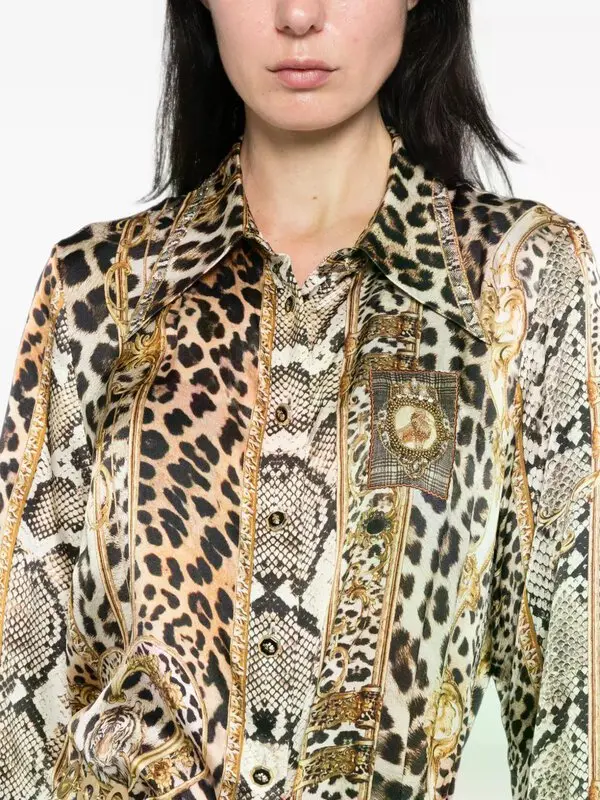 Camilla Animal-print Silk Mini Shirt Dress