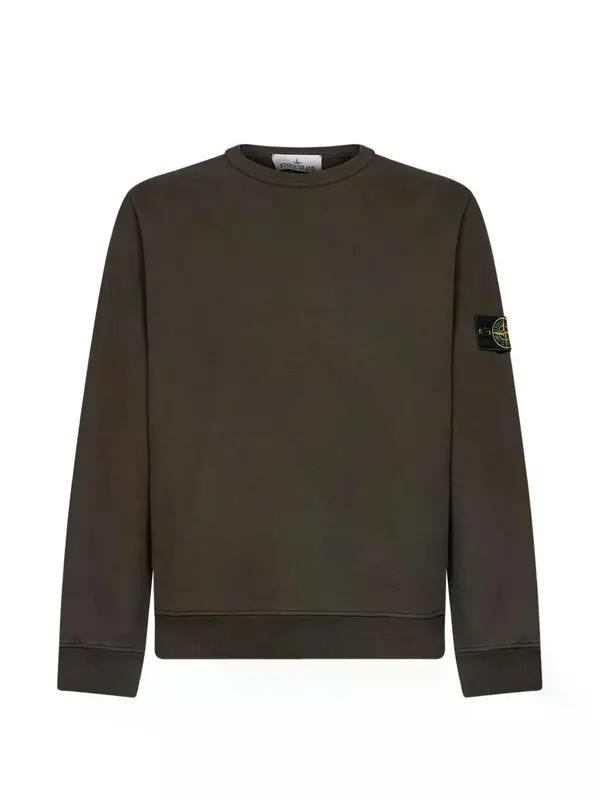 Stone Island Logo Patch Cotton Sweatshirt - Green