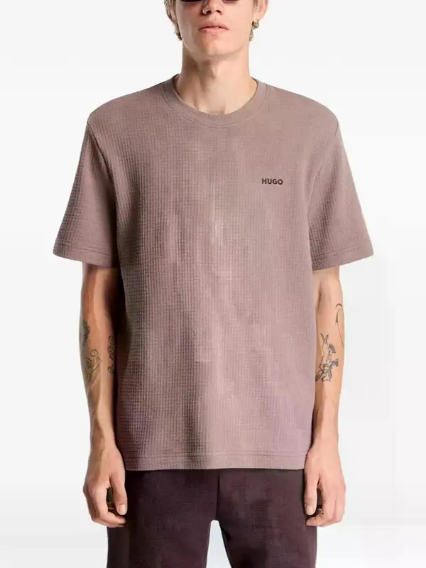 Hugo Austin Waffle-knit Logo-patch Cotton T-shirt
