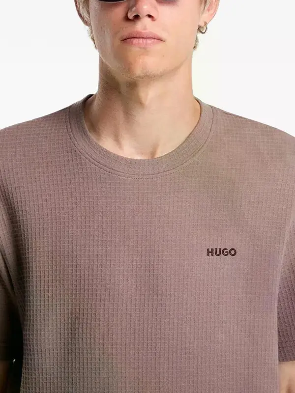 Hugo Austin Waffle-knit Logo-patch Cotton T-shirt