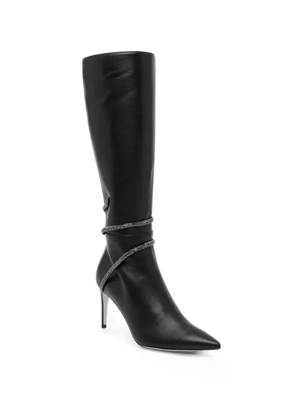 Rene Caovilla 85mm Cleo Leather Boots - Black