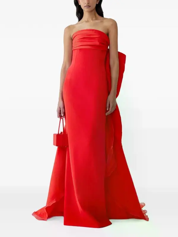 Carolina Herrera Silk Bow-train Column Gown
