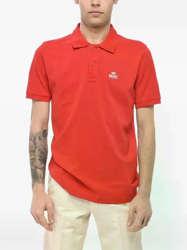 DIESEL® Logo-print Piqué Polo Shirt - Red