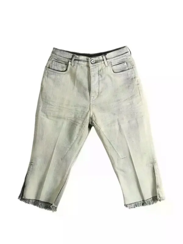 Rick Owens Bolan Cropped Frayed-hem Jeans - Grey