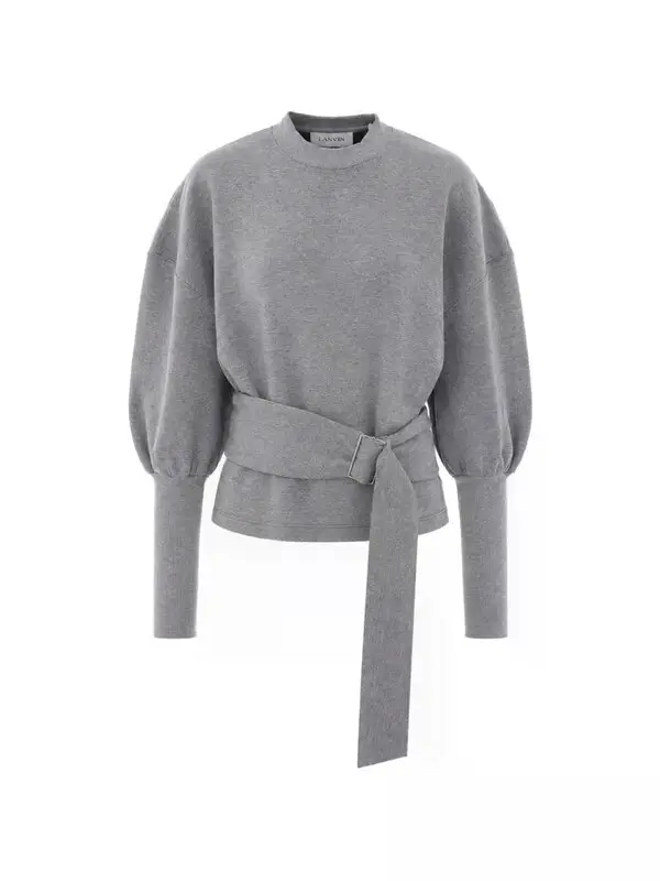 LANVIN Belted Sweatshirt In Double-faced Jersey - Grey
