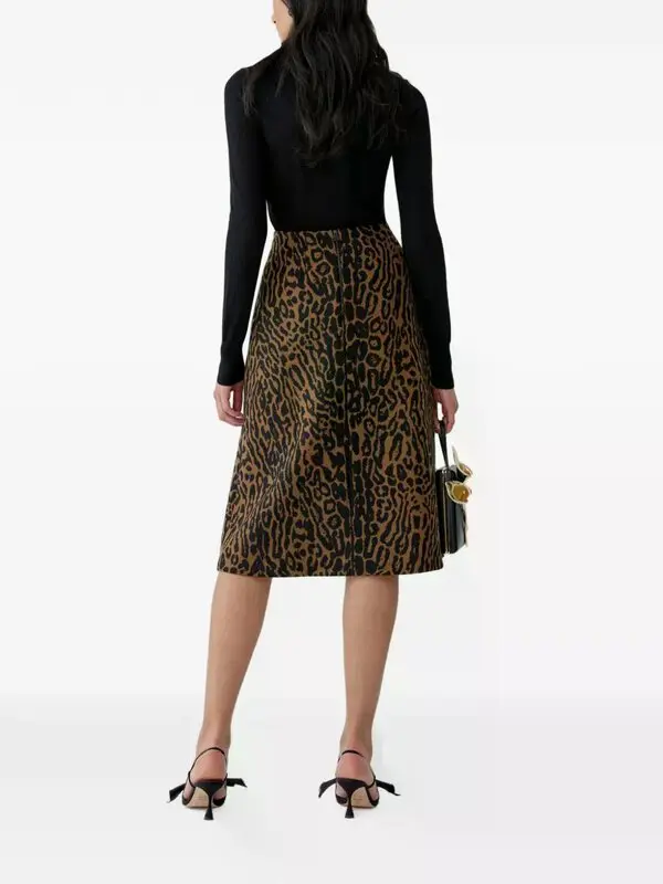 Carolina Herrera Leopard Jacquard A-line Midi Skirt