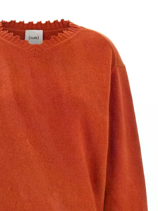 NUDE Frayed-hem V-neck Sweater
