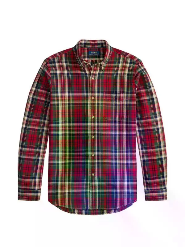 Polo Ralph Lauren Custom-fit Plaid Brushed Oxford Shirt - Red