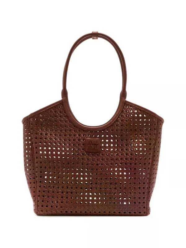 Miu Miu Logo-detail Tote Bag - Brown