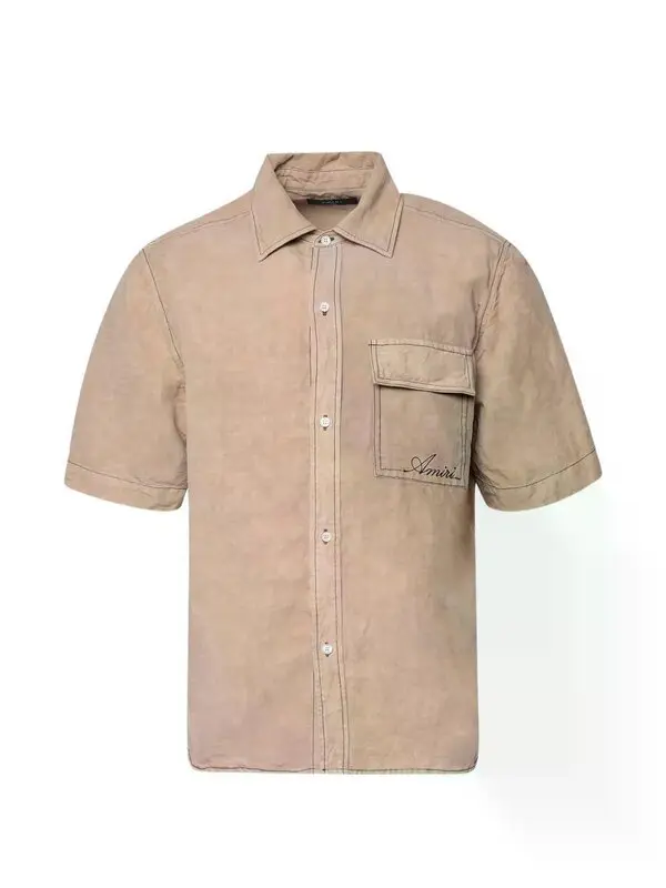 Amiri Script Linen Gd Pkt Ss Shirt