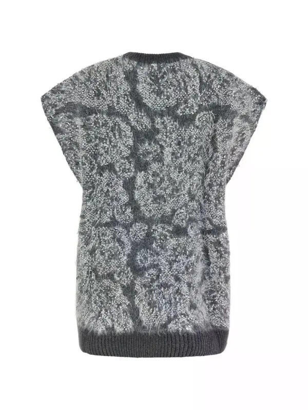 NUDE Abstract-pattern Knit Vest - Grey