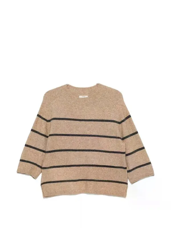 YERSE Striped Three-quarter Sleeve Sweater