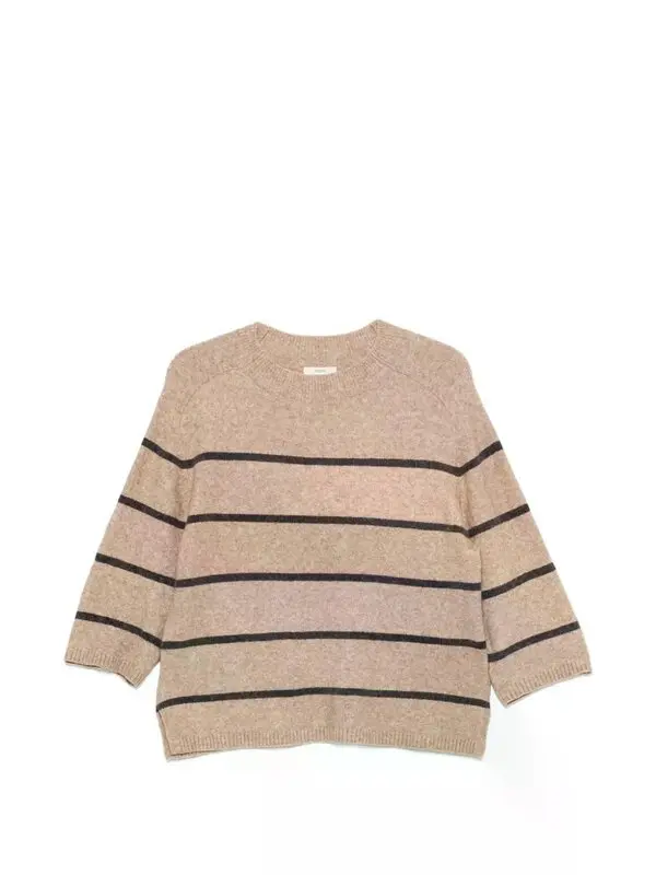 YERSE Striped Three-quarter Sleeve Sweater