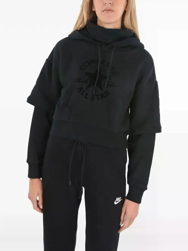 CONVERSE Logo-print Cropped Hoodie