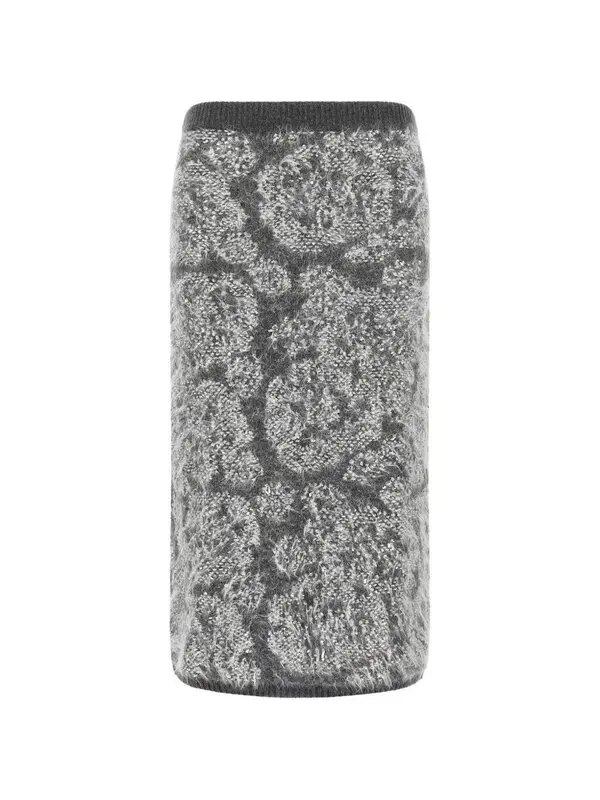 NUDE Jacquard-knit Midi Skirt - Grey
