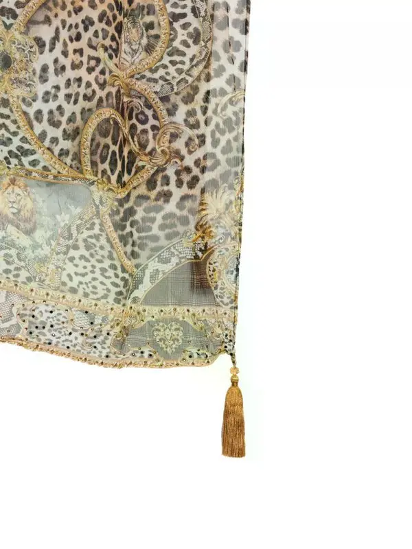 Camilla Leopard-print Tassel-detail Scarf