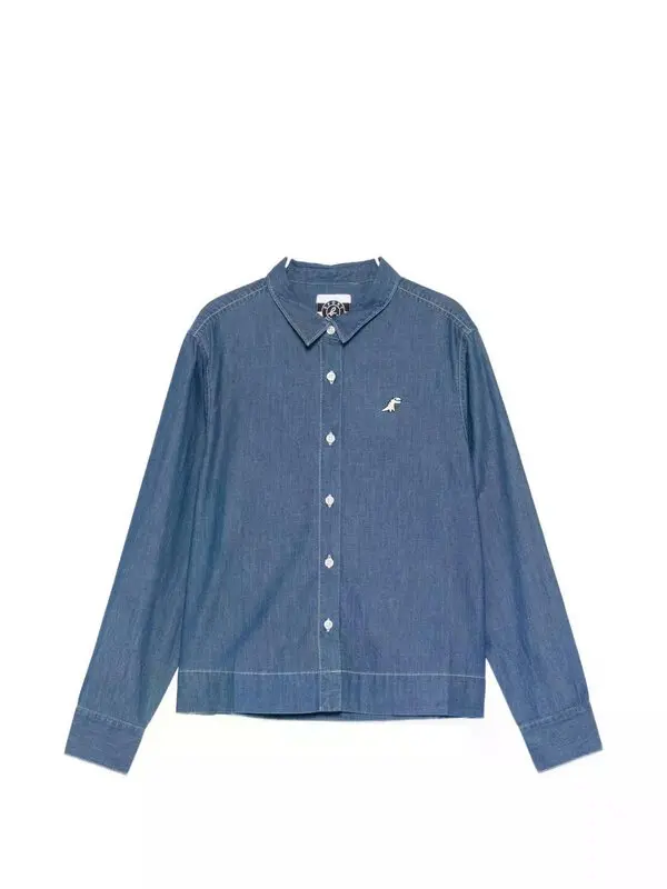 AGNES B. Embroidered-dinosaur Shirt - Blue